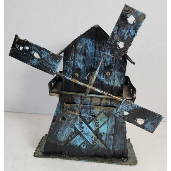 Unbranded | Accents | Vintage Rustic Blue Metal Windmill Music Box From ...